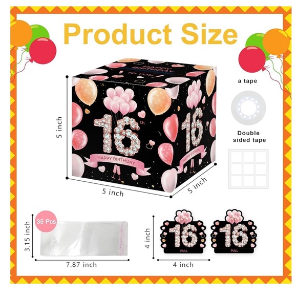 Party Supplies | Nwt In Packaging Sweet 16 Surprise Cash Gift Box And ...